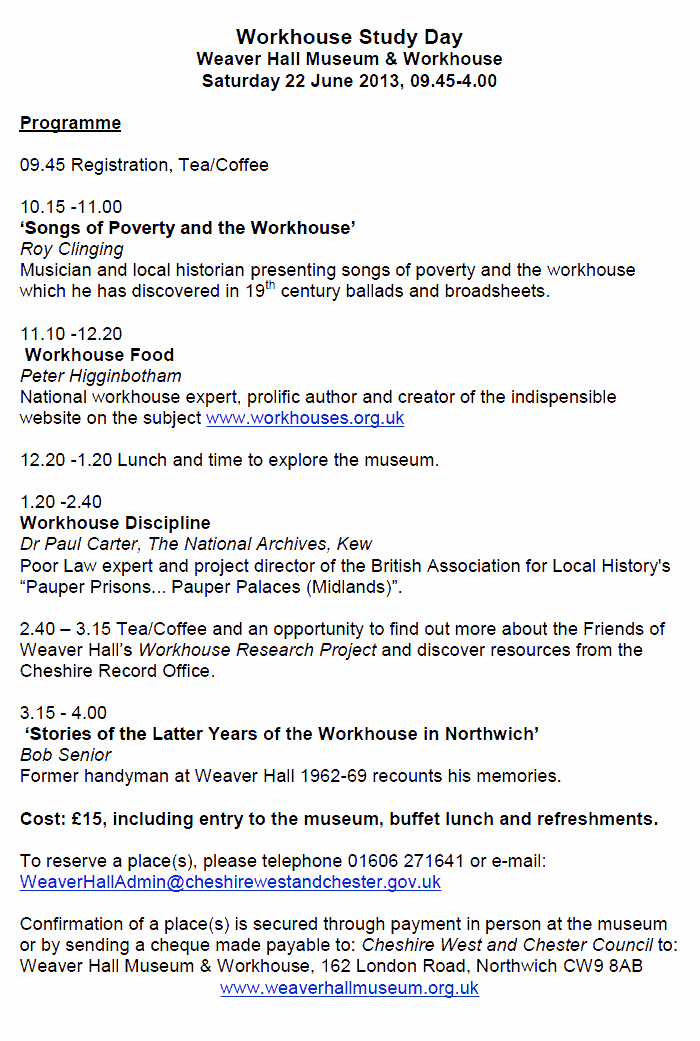 Workhouse Weekend at Weaver Hall Museum